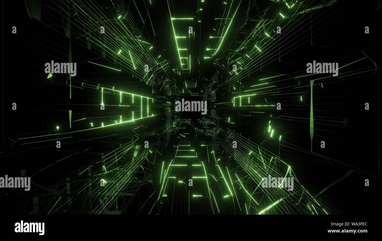 green wireframe design with nice reflection 3d rendering background ...