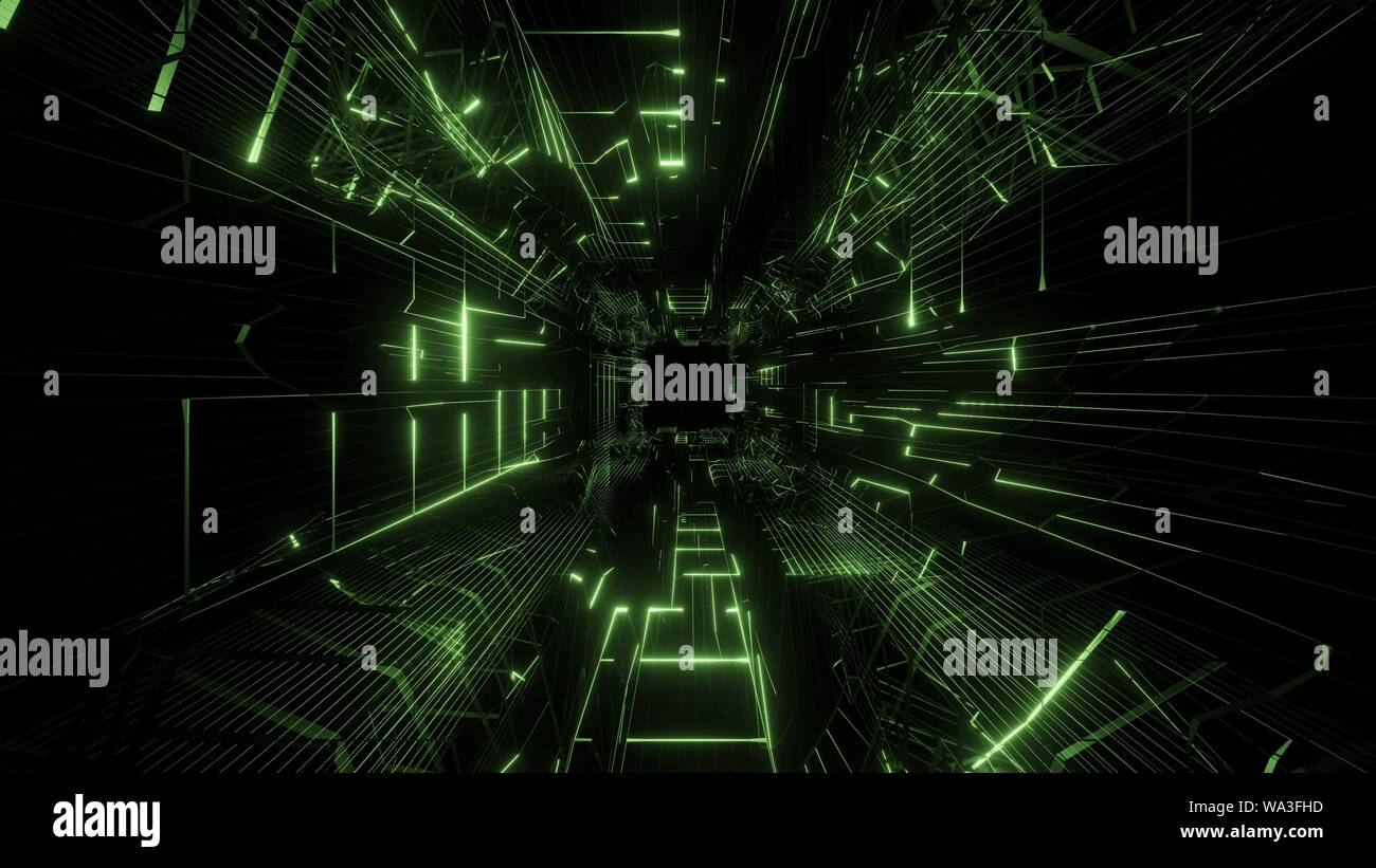 green wireframe design with nice reflection 3d rendering background ...