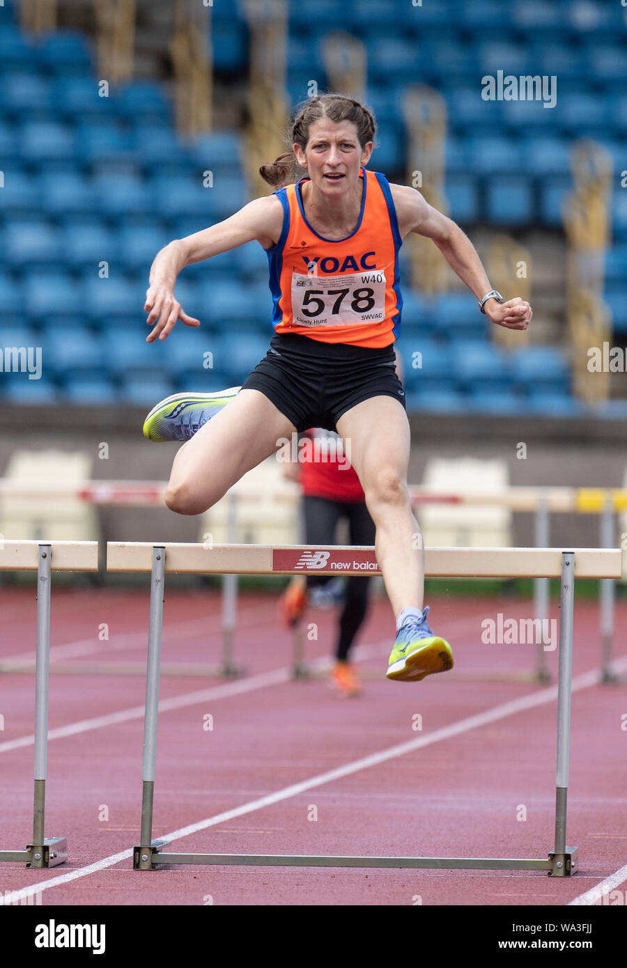 BIRMINGHAM - ENGLAND 10 AUG 2019: Cicely Hunt W40 competing in the 400m ...