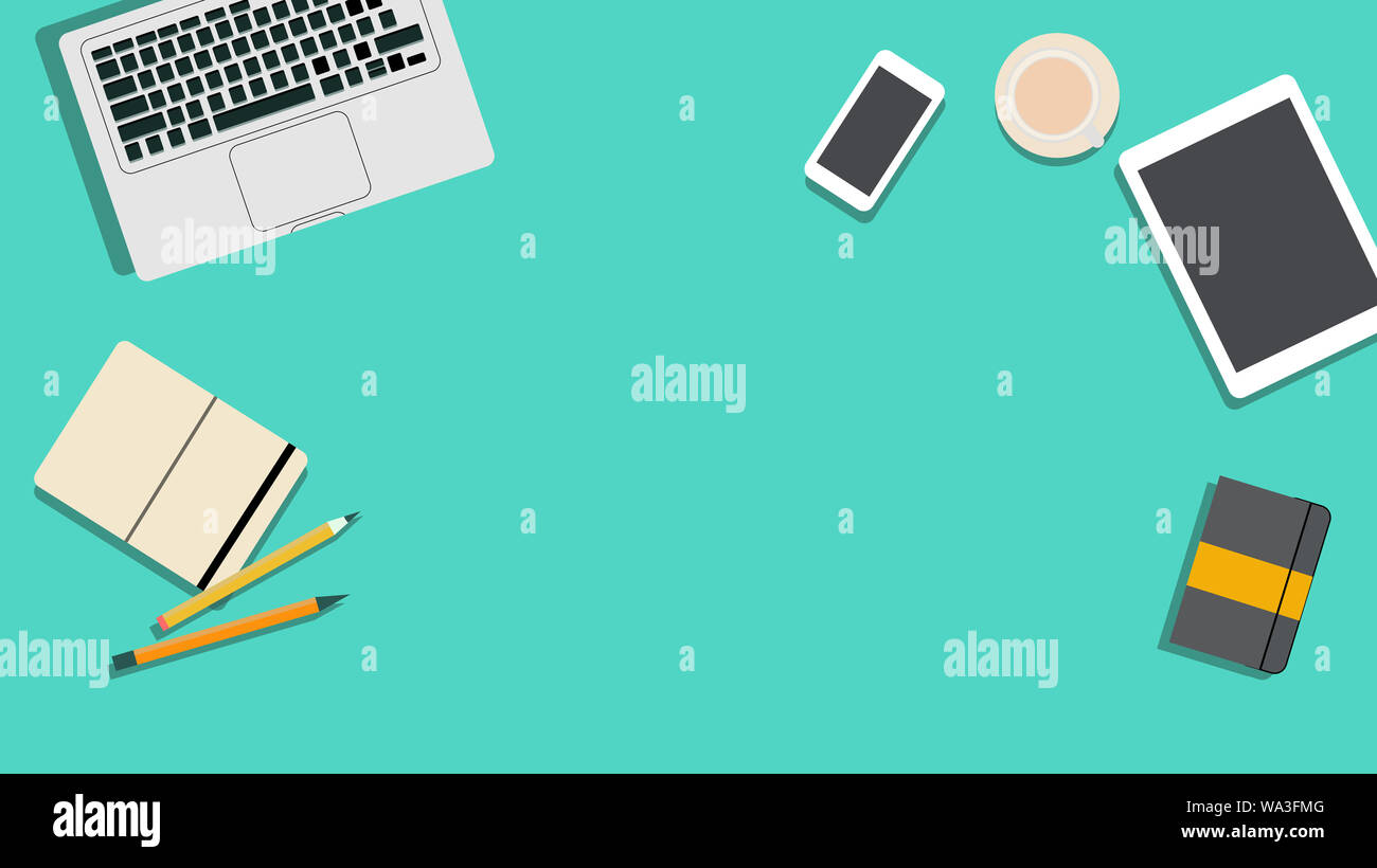 Set of flat design illustration of modern business office and workspace ...