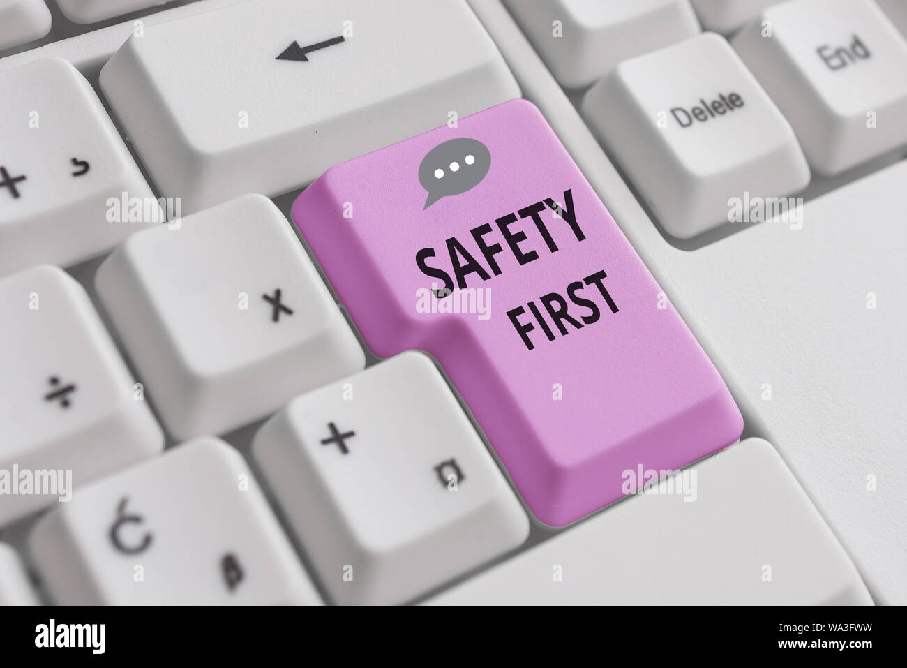 Handwriting text writing Safety First. Conceptual photo used to say ...