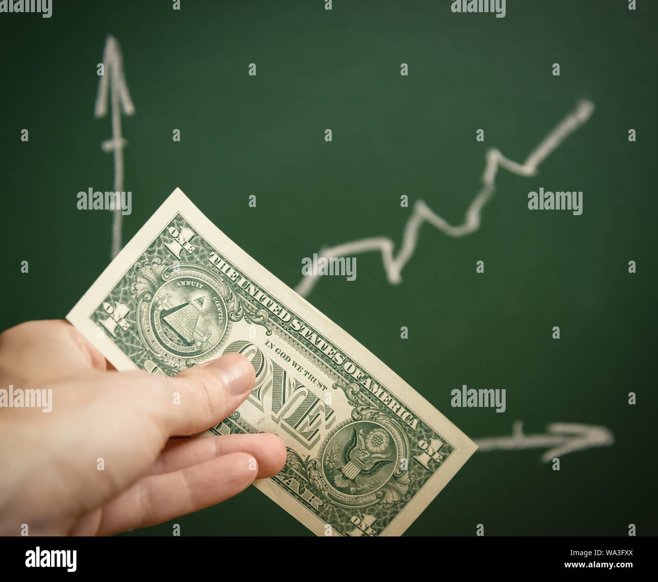 Chart with positive arrow and dollar banknote Stock Photo - Alamy