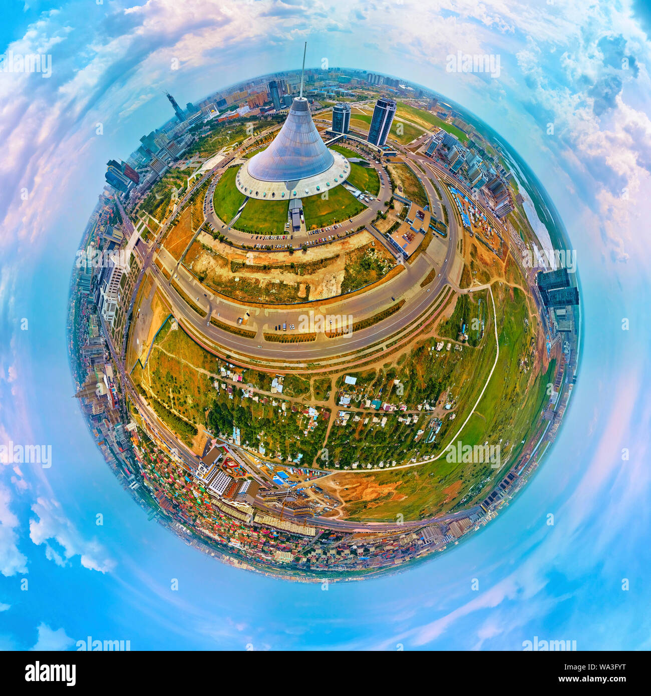 NUR-SULTAN, KAZAKHSTAN - July 29, 2019: Beautiful panoramic (360 ...