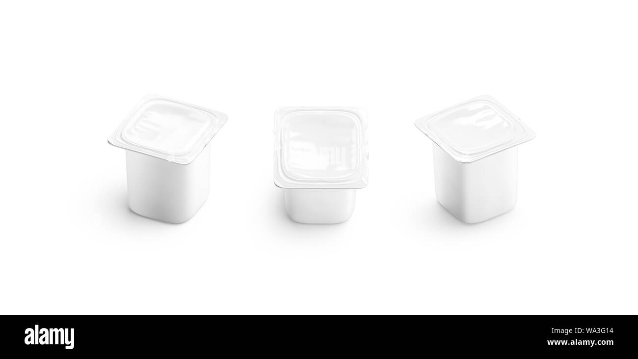 Blank white yogurt box mockup set, different sides, 3d rendering. Empty ...