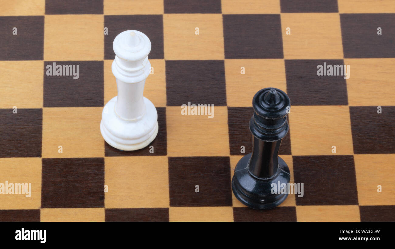 wooden checkerboard with figures Stock Photo - Alamy