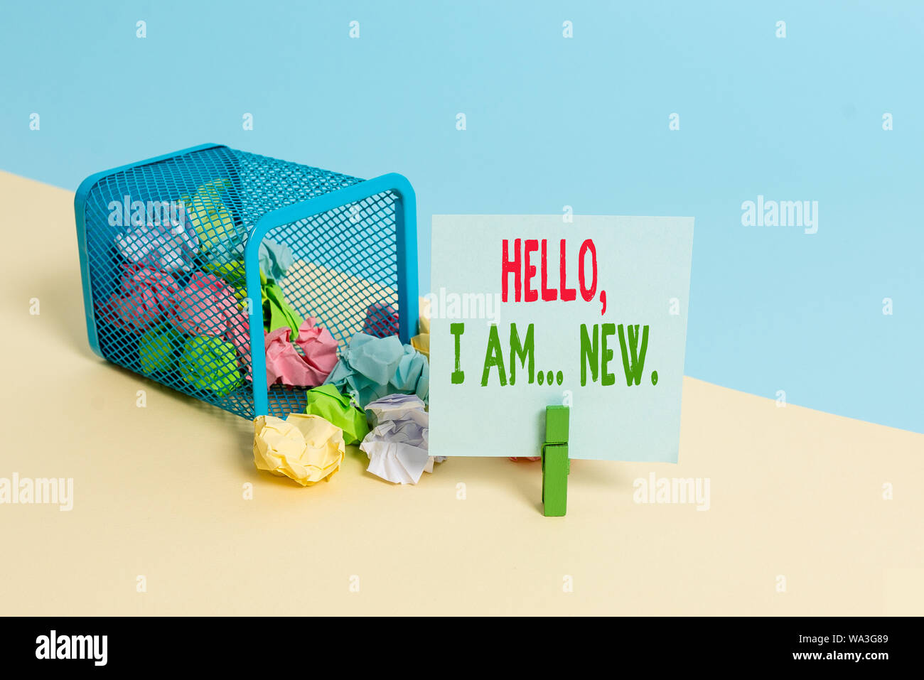 Text sign showing Hello I Am New. Business photo showcasing introducing ...