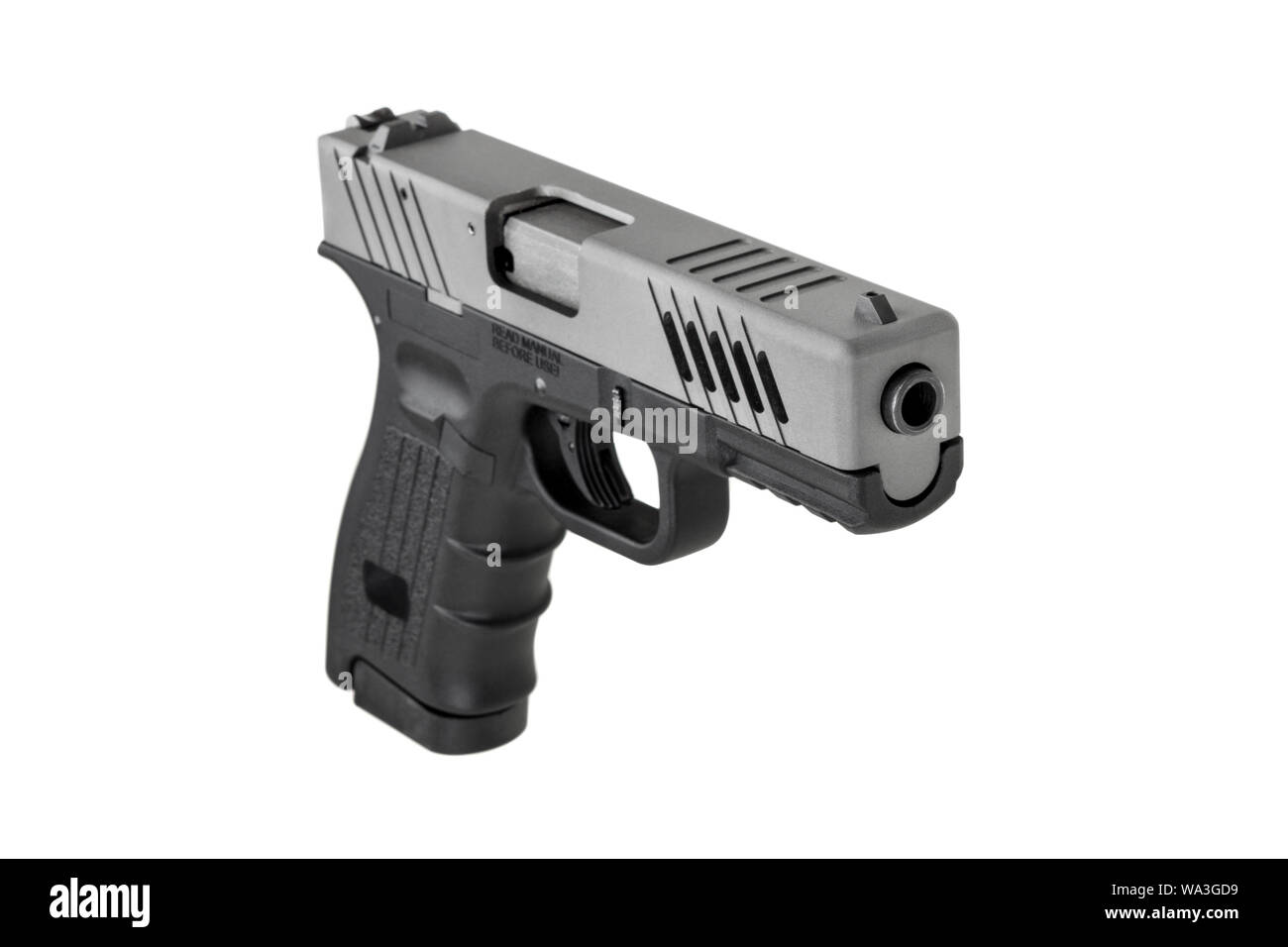 Modern black-gray gun isolate on white background. semi-automatic ...