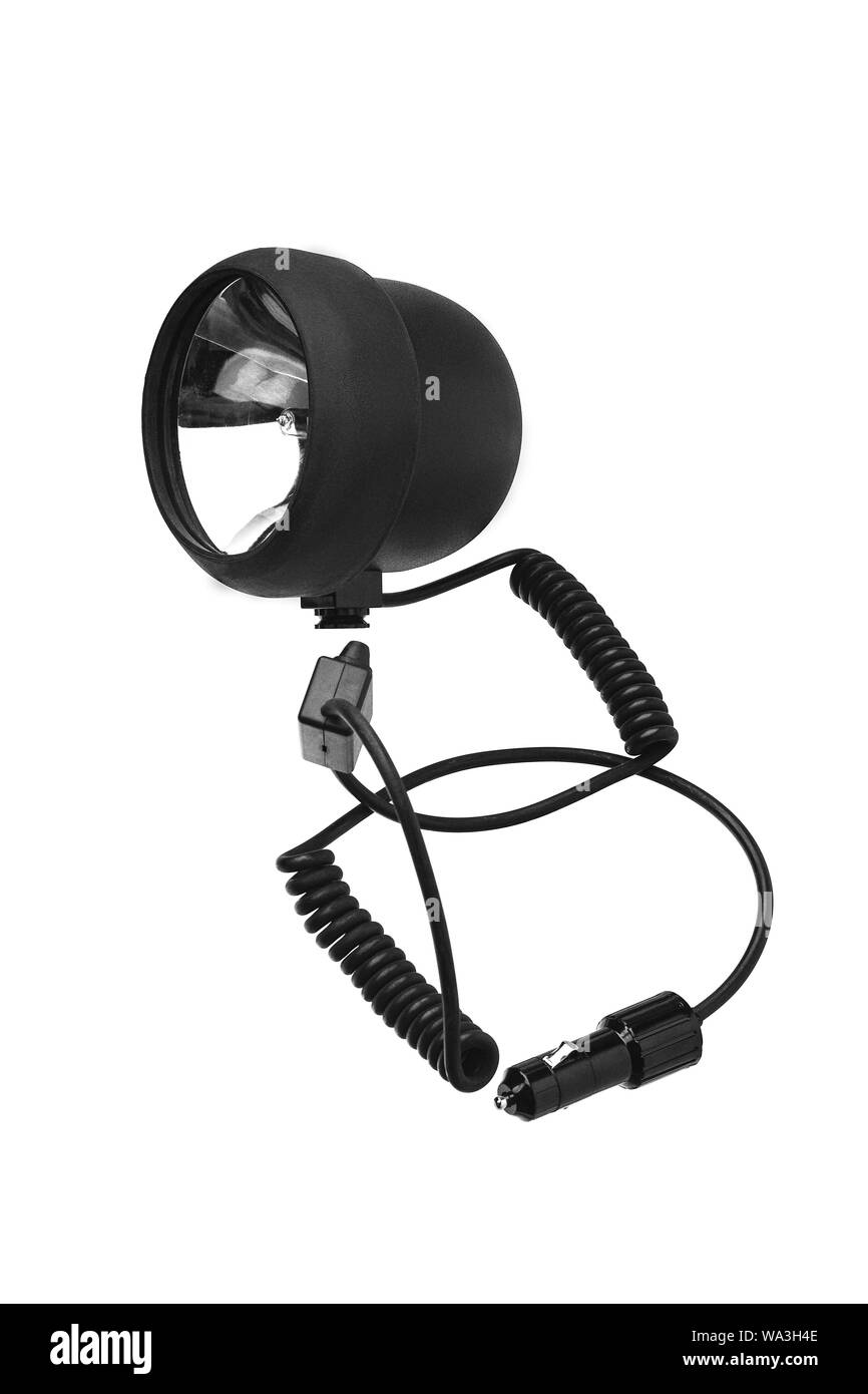 Flashlight with a large reflector close up on a white background. large ...