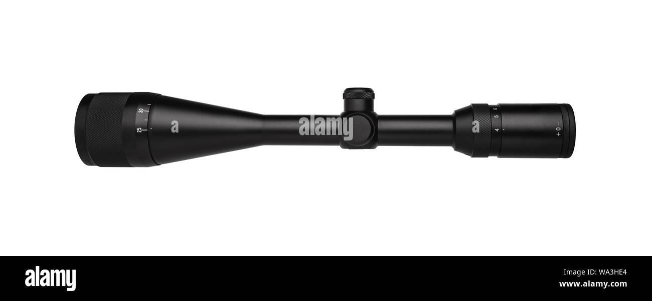 modern black optical scope for weapon isolated on white. sight scope ...