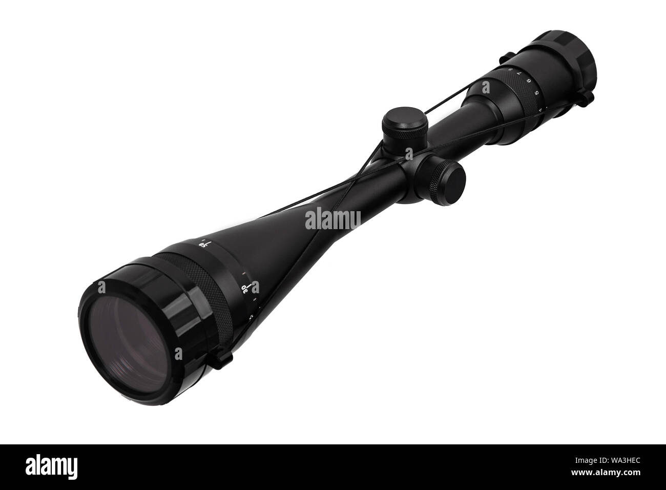 modern black optical scope for weapon isolated on white. sight scope ...