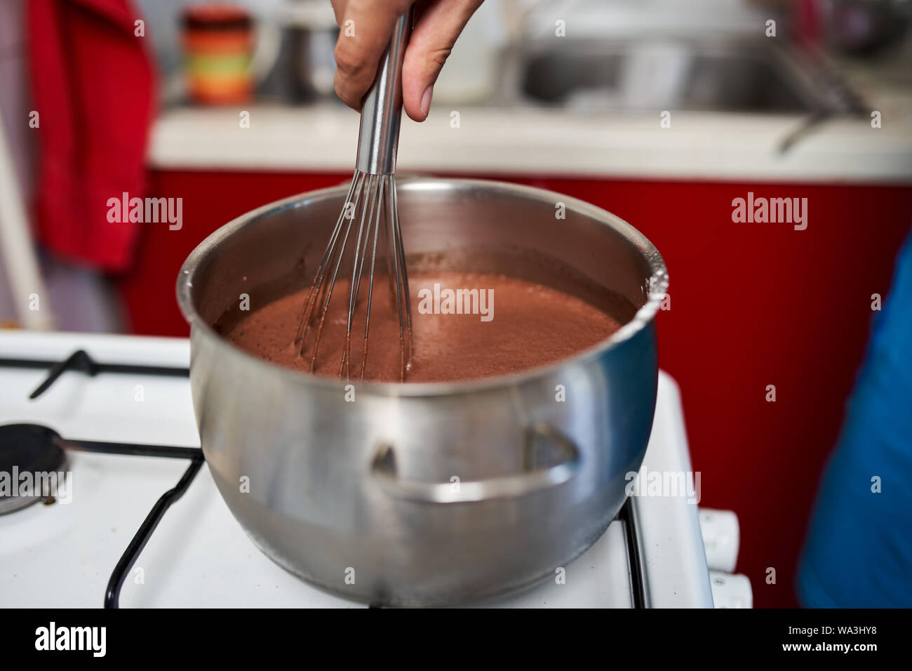 Hands of chef making pudding Stock Photo - Alamy
