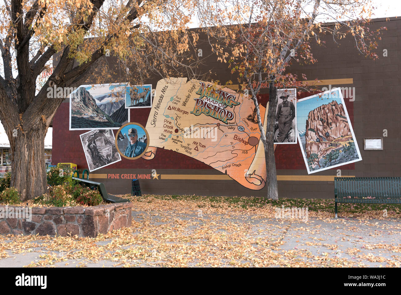 Bishop mining mural by Art Mortimer, 2005. Located in Bishop, a small ...