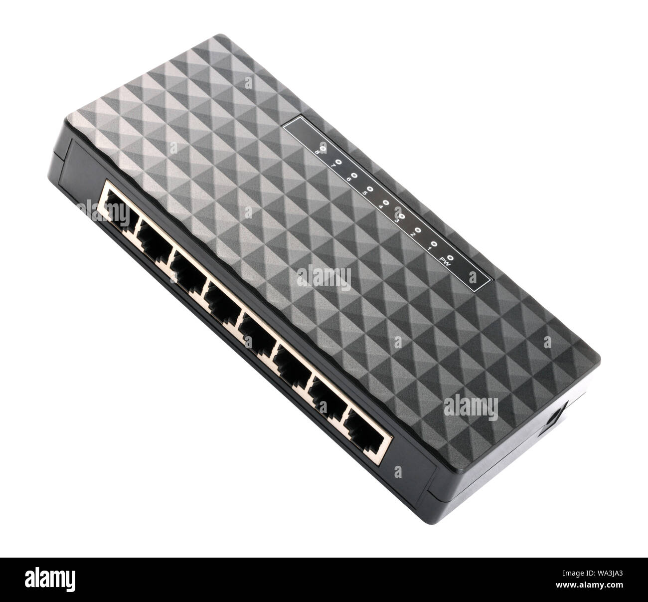 black 8 Port Plastic Ethernet Switch isolated on white background at ...