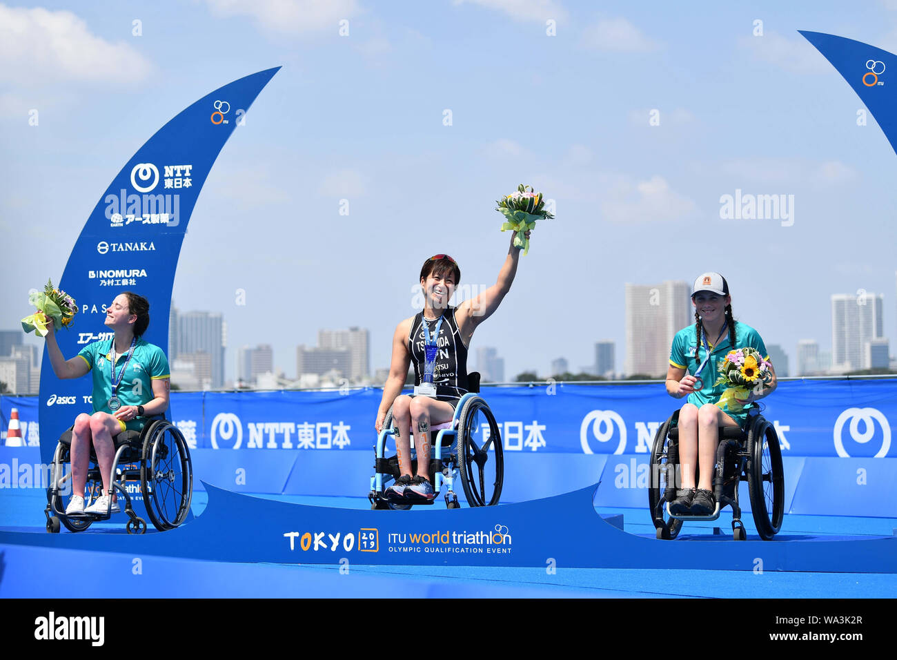 Odaiba, Tokyo, Japan. Credit: MATSUO. 17th Aug, 2019. (L-R) Emily Tapp ...