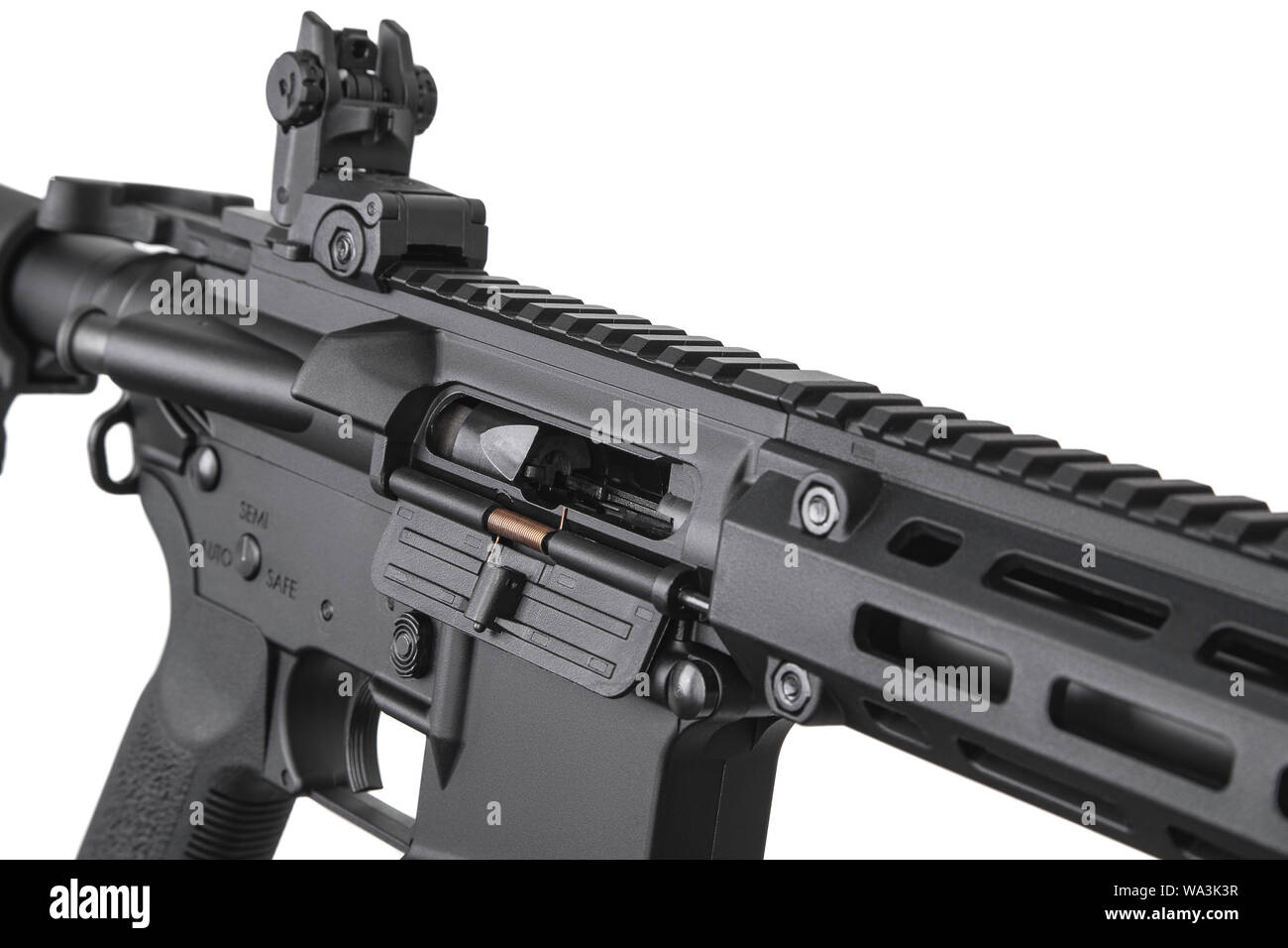 Modern automatic rifle isolated on white background. Reliable universal ...