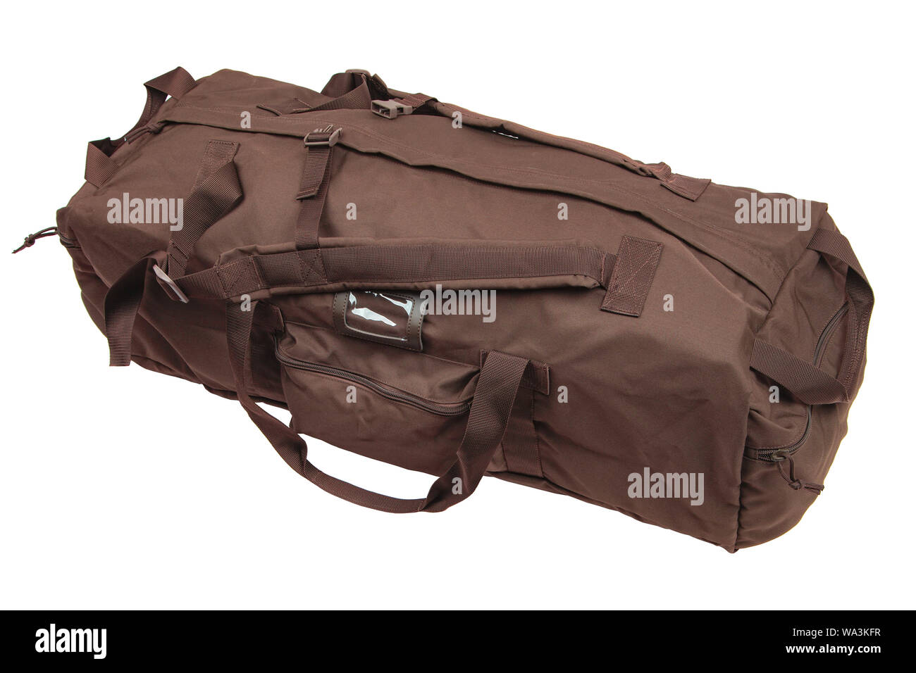 Brown sport bag isolated on white background. Travel bag. Military bag ...