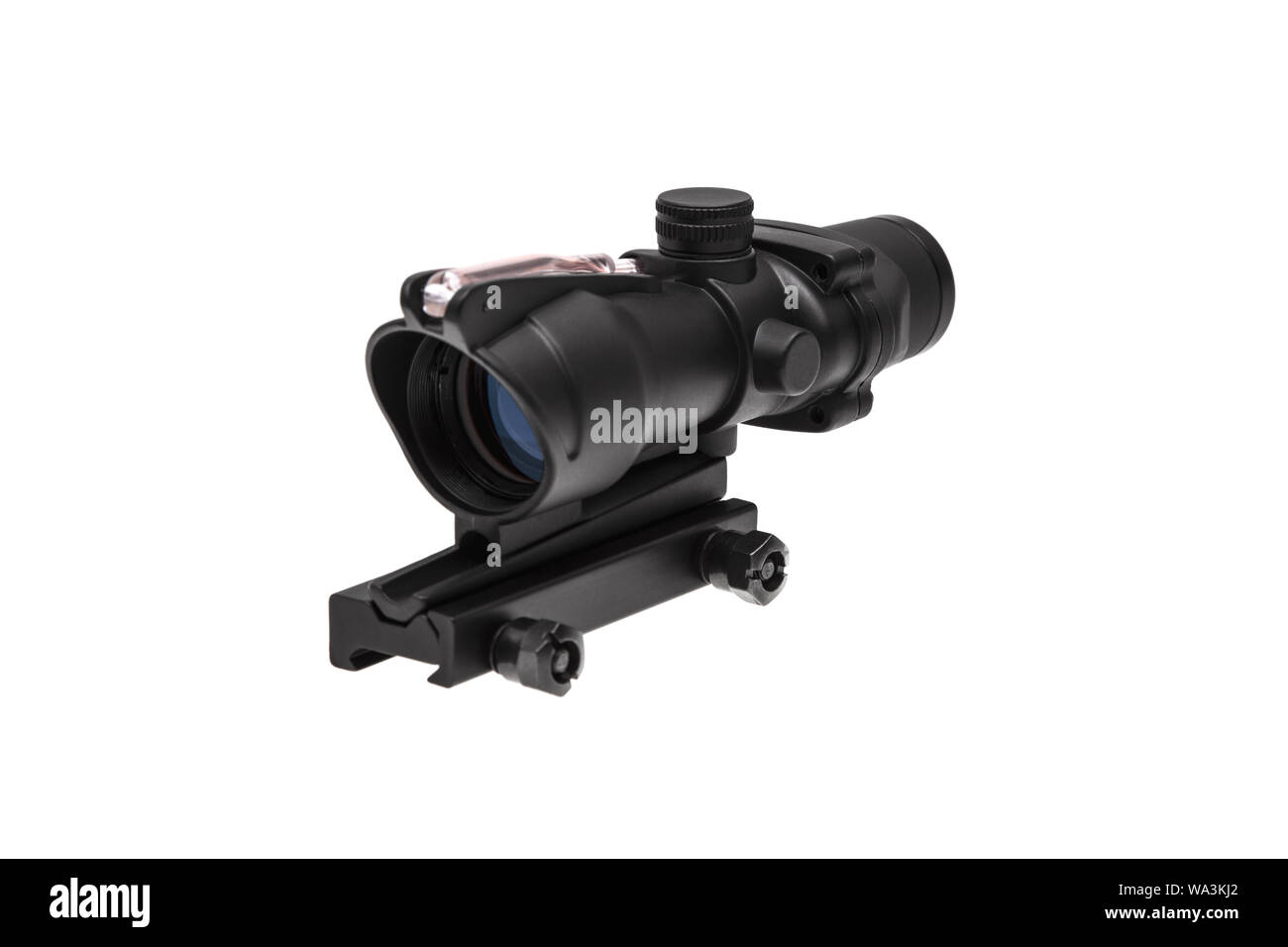 modern black optical scope for weapon isolated on white. sight scope ...
