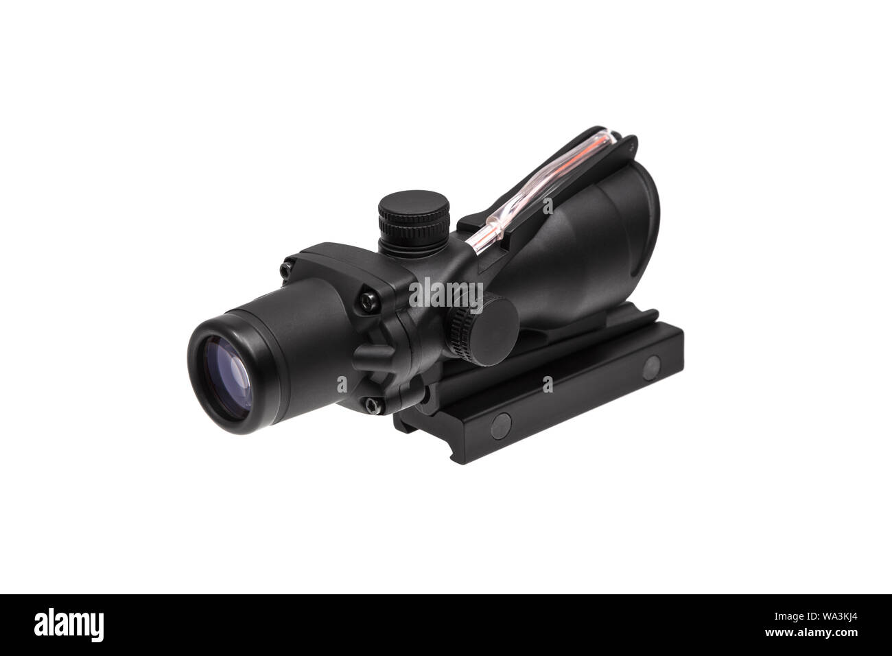 modern black optical scope for weapon isolated on white. sight scope ...