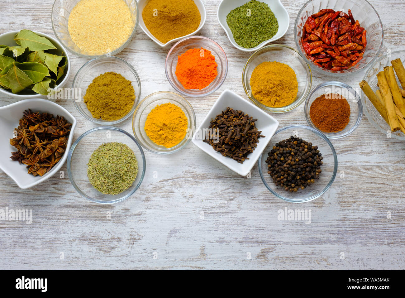In this photo you can see different types of spices and food condiments ...