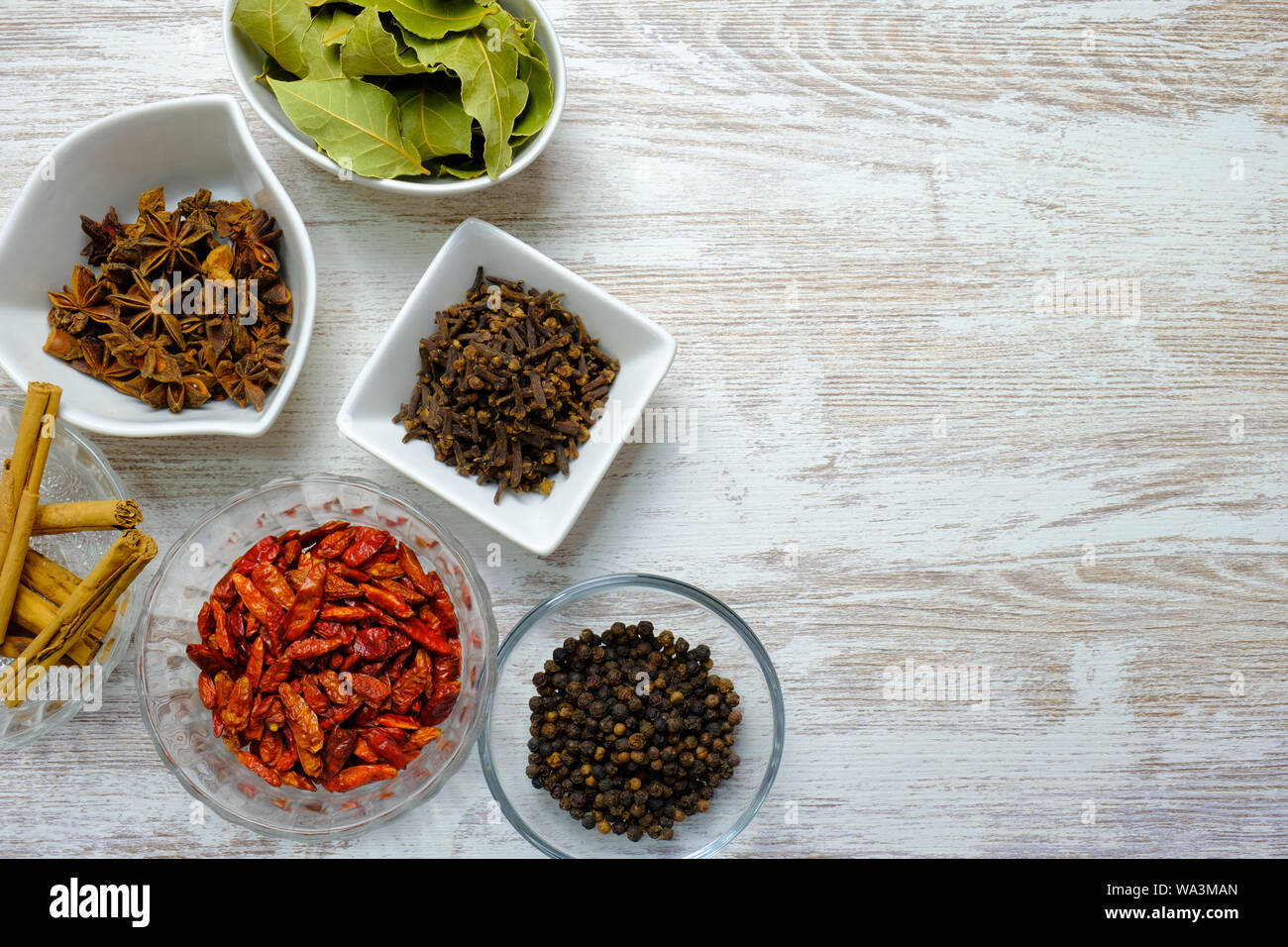 In this photo you can see different types of spices and food condiments ...