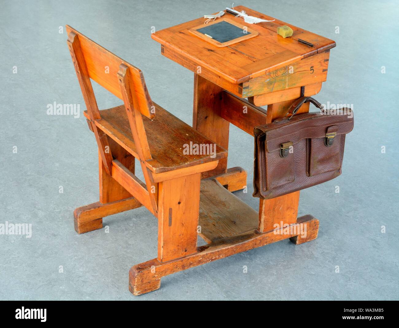 Old school desk hi-res stock photography and images - Alamy
