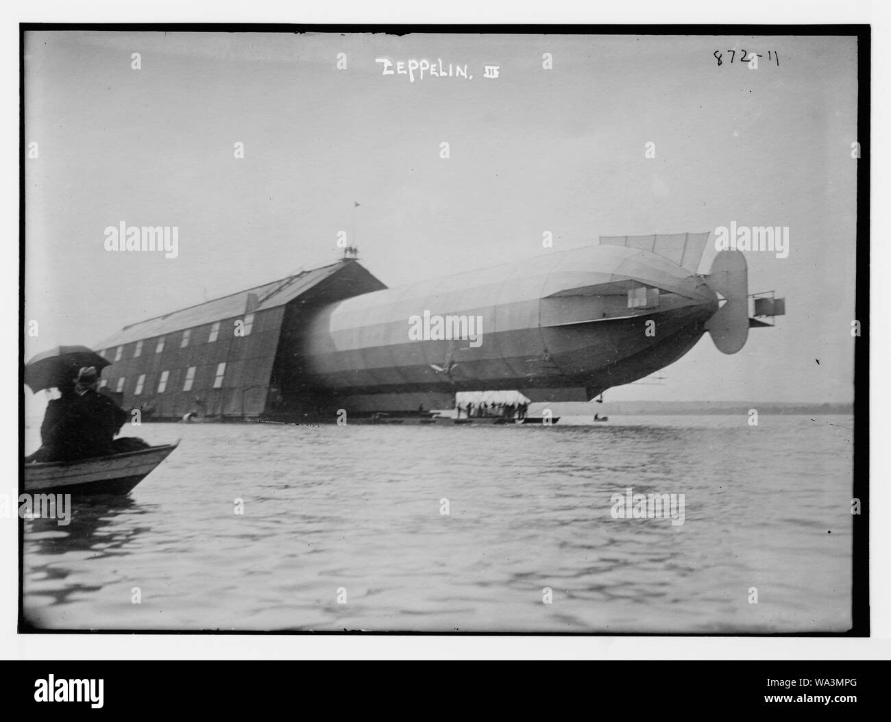Blimp, Zeppelin No. 3, in shed, seen from water Stock Photo - Alamy