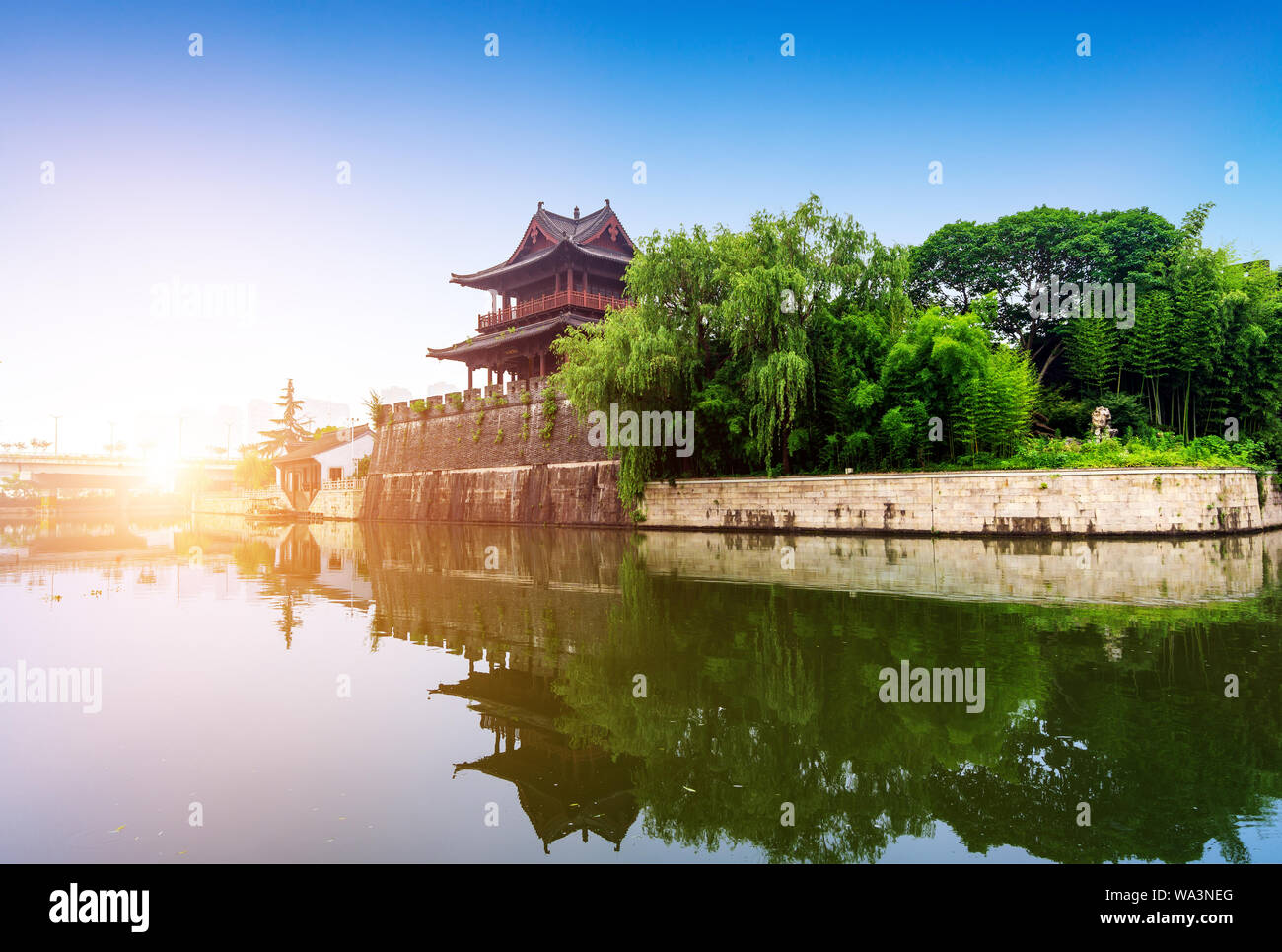Shaoxing ancient city wall and moat, China Zhejiang.Translation ...