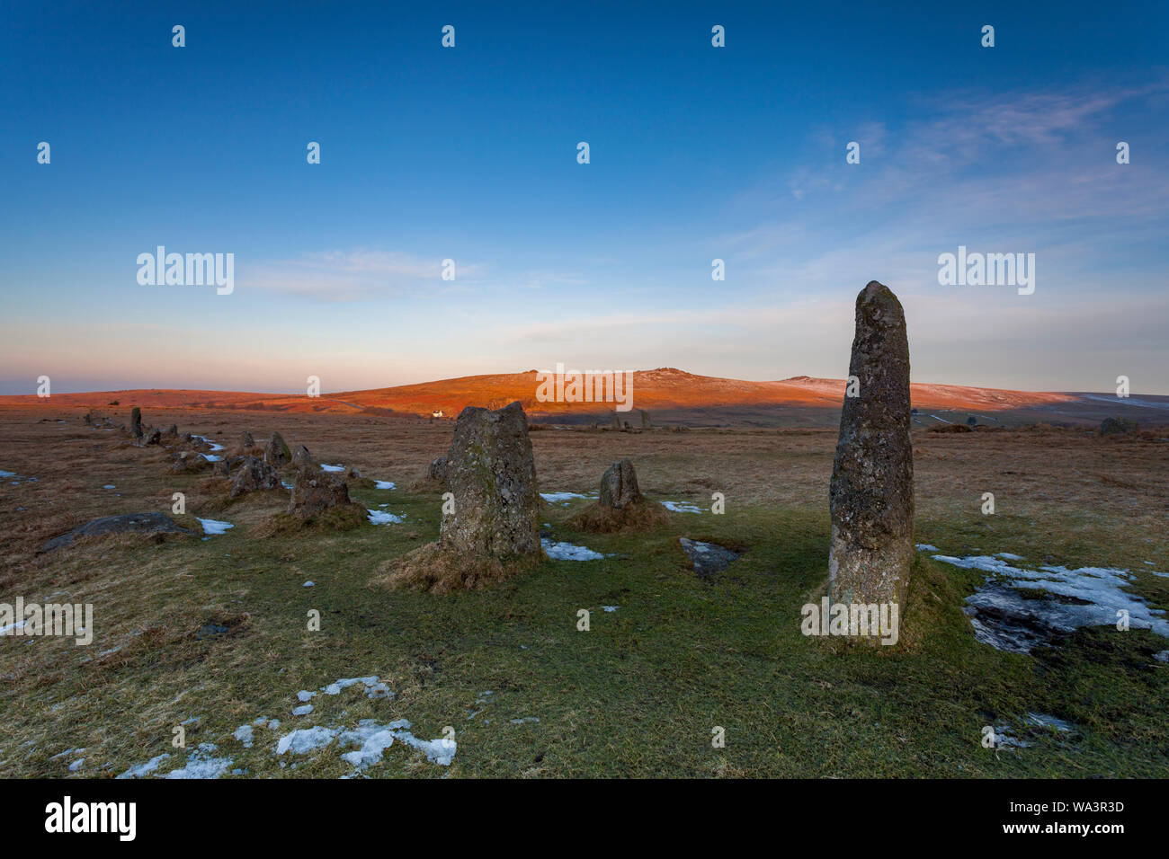Merrivale stone row hi-res stock photography and images - Alamy