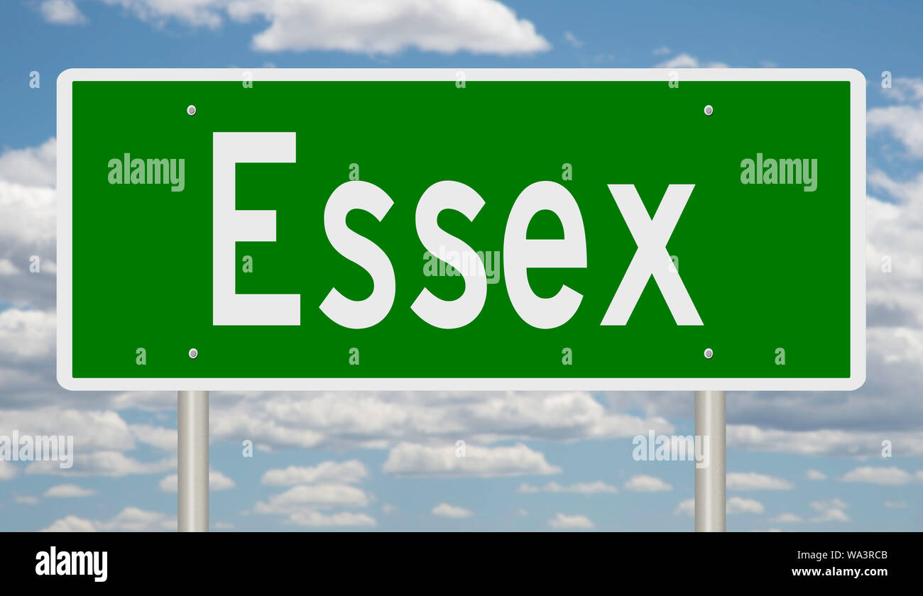 Rendering of a green highway sign for Essex Stock Photo - Alamy