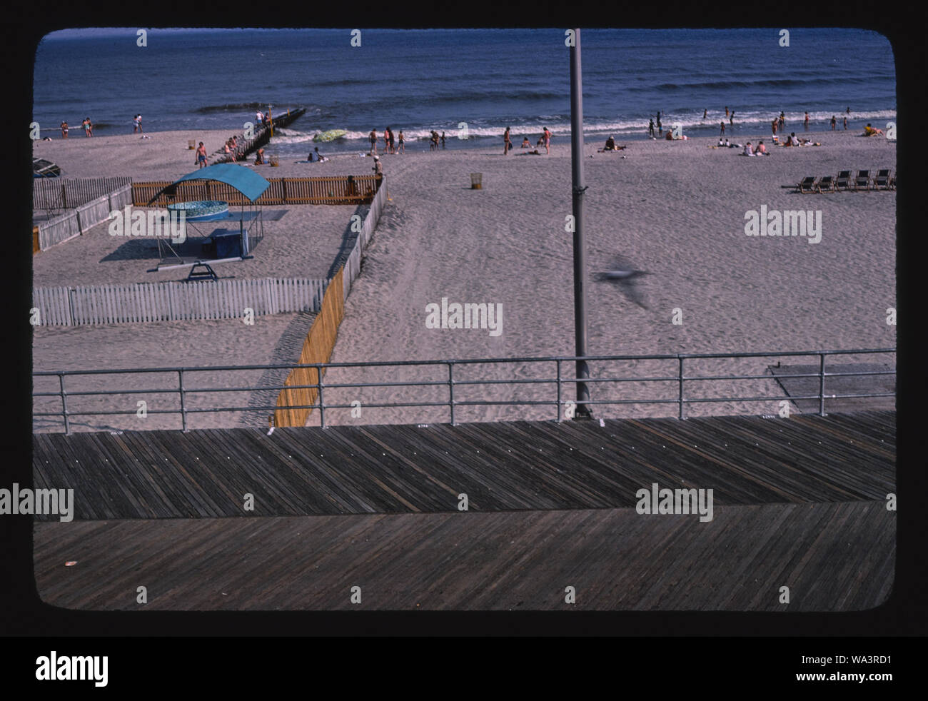 Boardwalk, beach, ocean above, Atlantic City, New Jersey Stock Photo ...