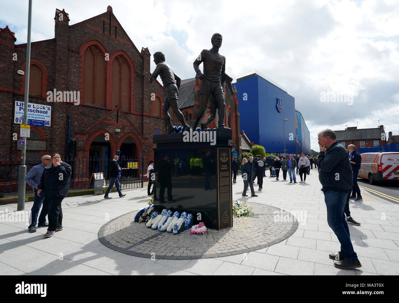 The Everton Trinity statue outside the ground before the Premier League ...