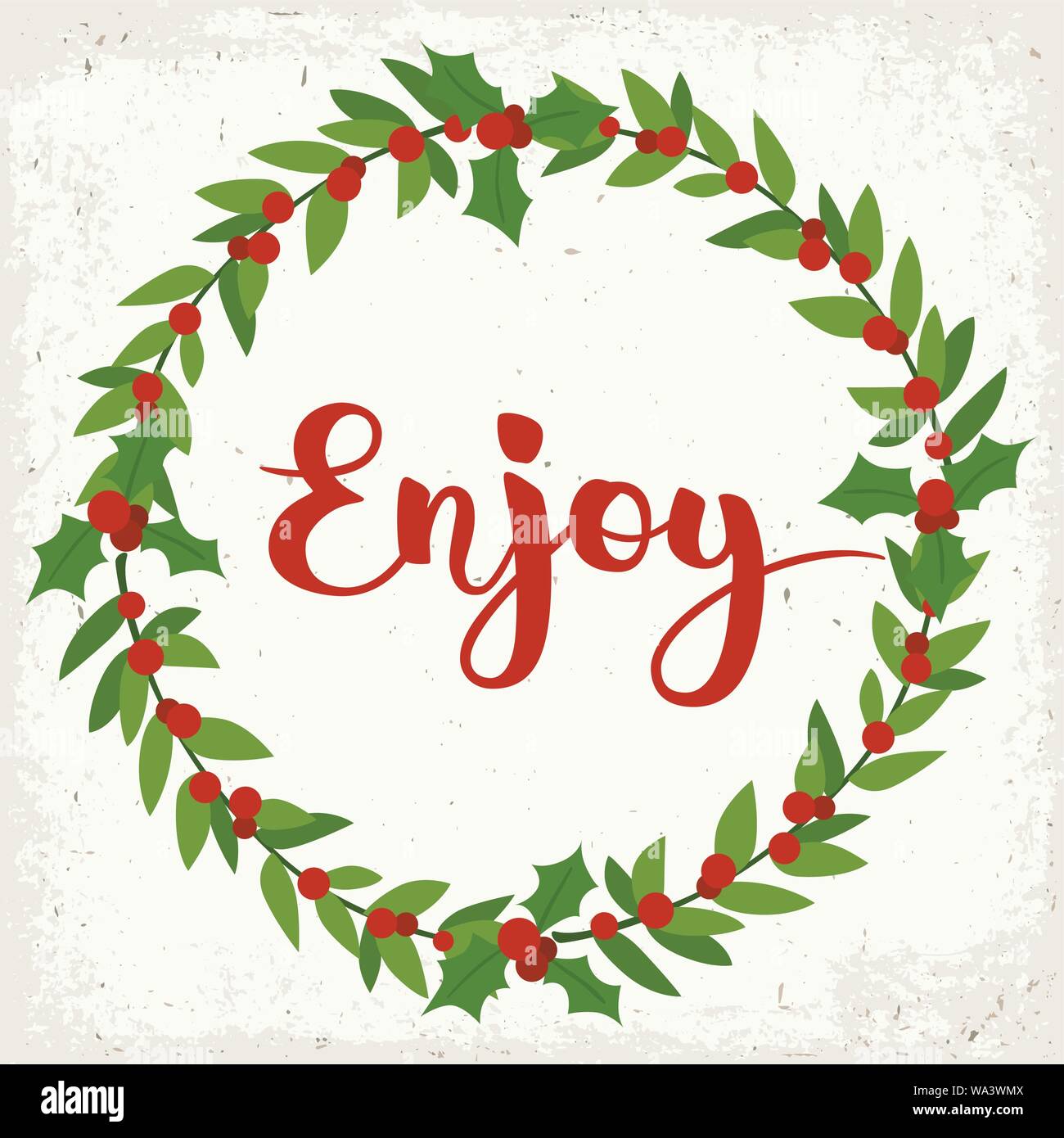 Enjoy Christmas holiday card with cool hand drawn calligraphy Stock ...