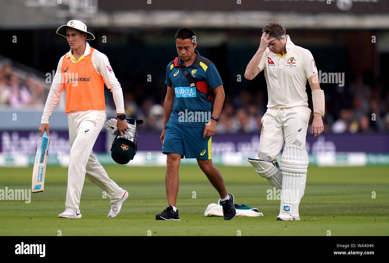 Australia's Steve Smith retires hurt after being hit by the ball during ...