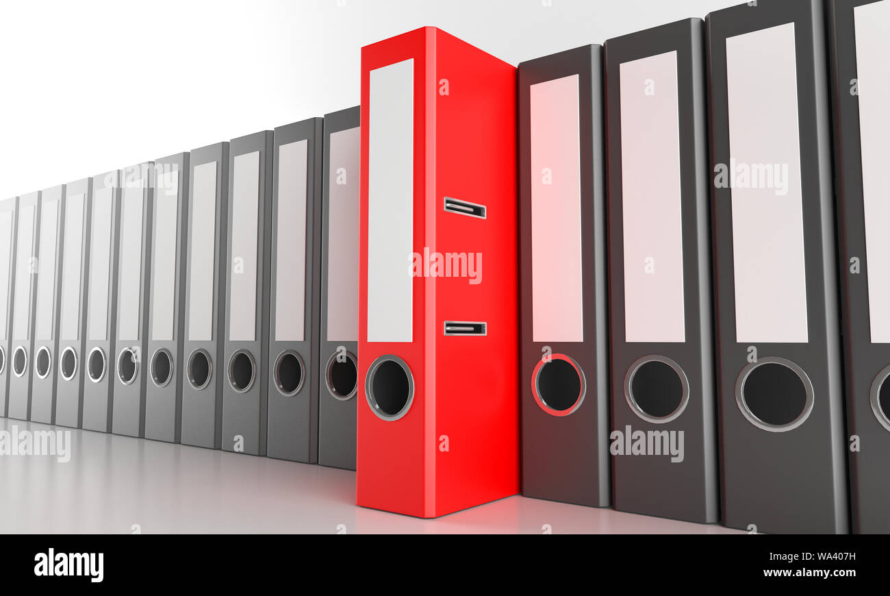 Office folders with blank labels 3d render Stock Photo - Alamy