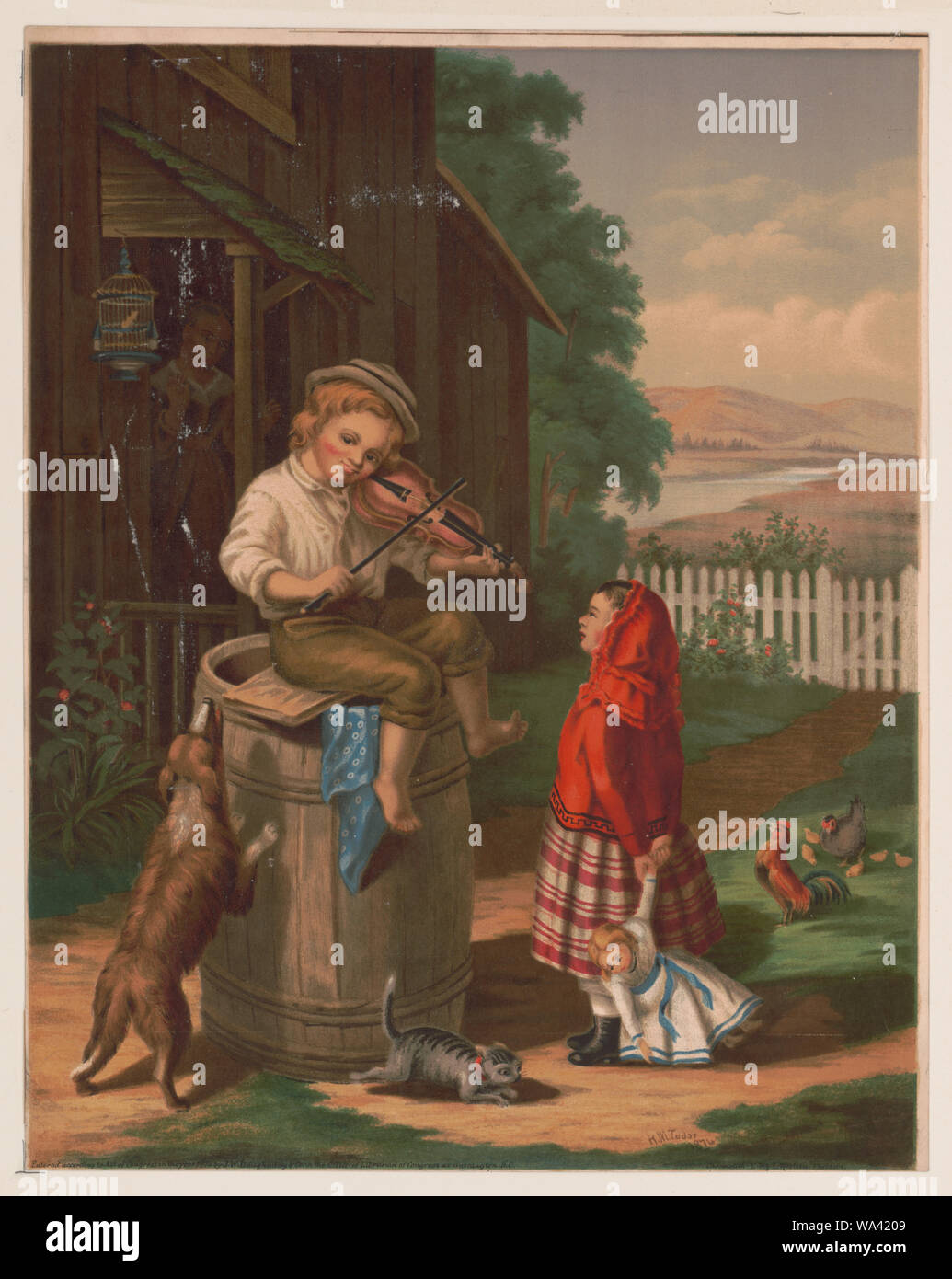 Boy playing fiddle Stock Photo - Alamy