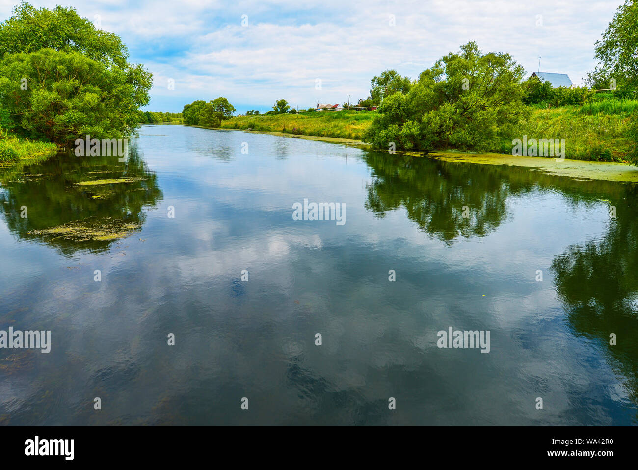 Summer landscape with a river in countryside Stock Photo - Alamy
