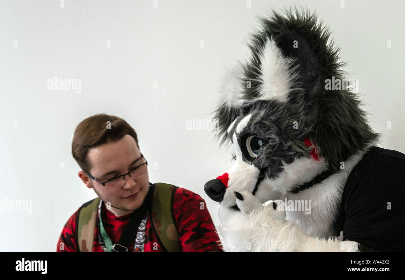 Berlin, Germany. 17th Aug, 2019. A participant of the "Eurofurence ...
