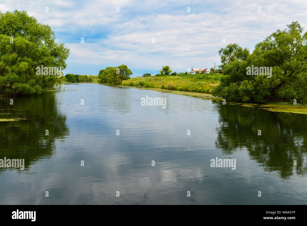 Summer landscape with a river in countryside Stock Photo - Alamy