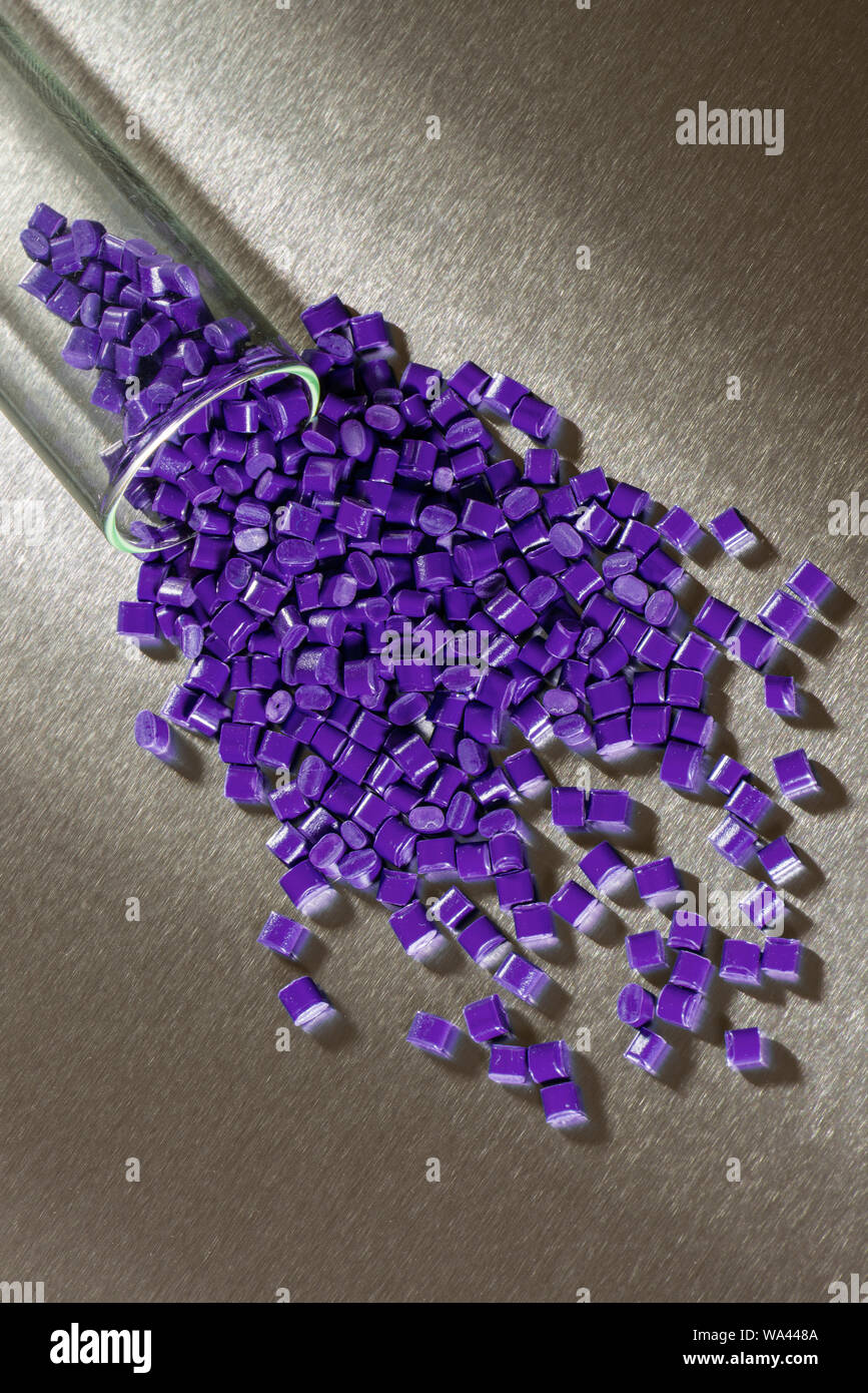 dyed plastic polymer resind granulates in laboratory Stock Photo - Alamy