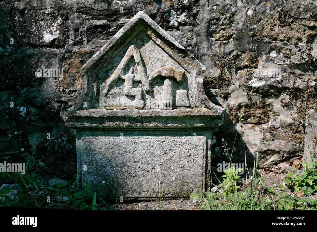 One of many tombstones with masonic symbols Stock Photo - Alamy