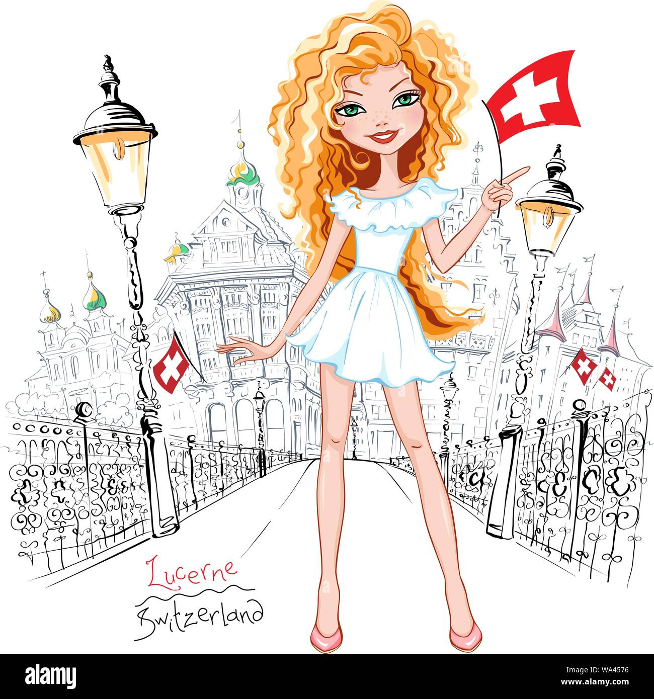 Lucerne switzerland Stock Vector Images - Alamy