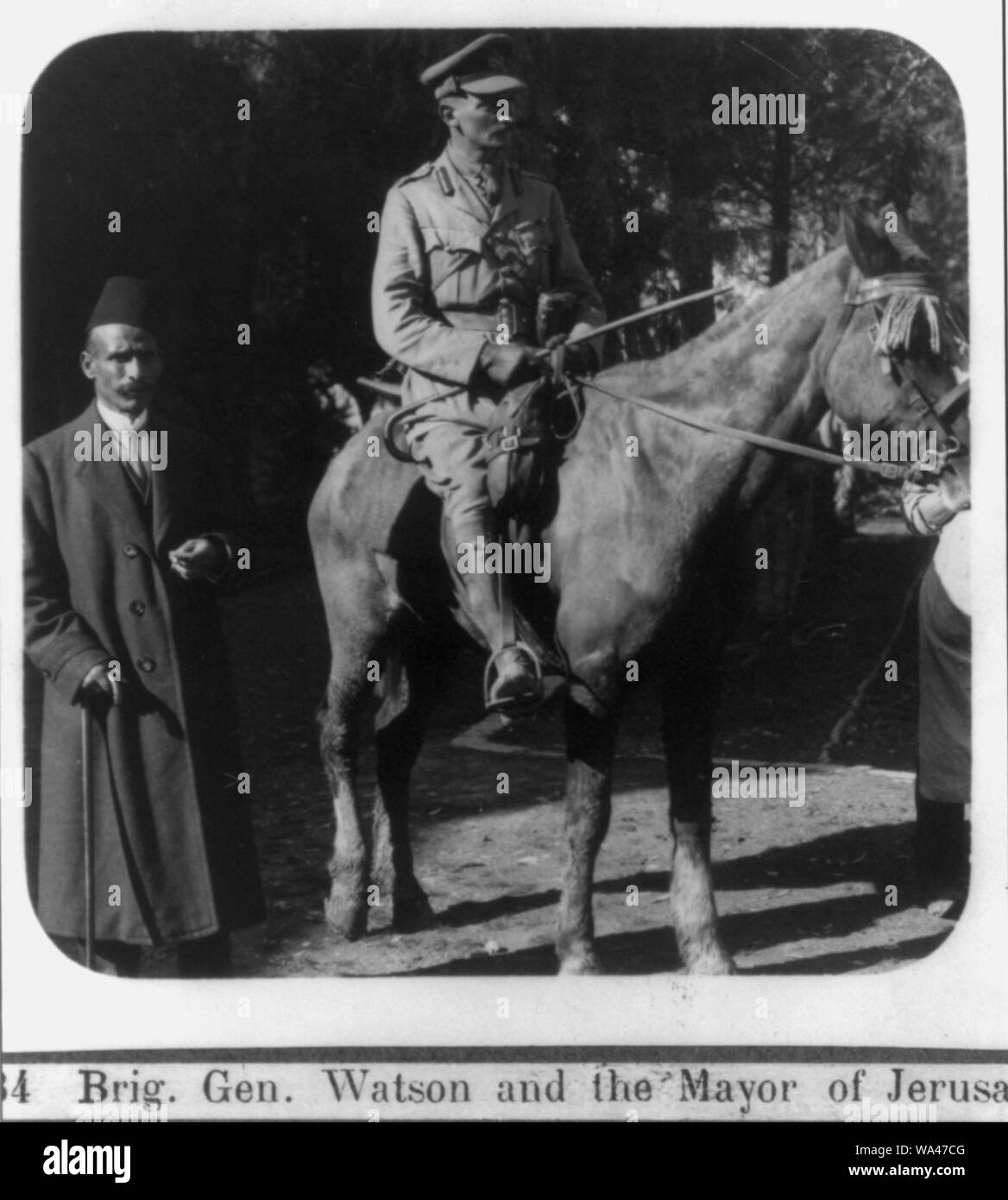 Brig. Gen. Watson [on horseback] and the Mayor of Jerusalem [before the ...