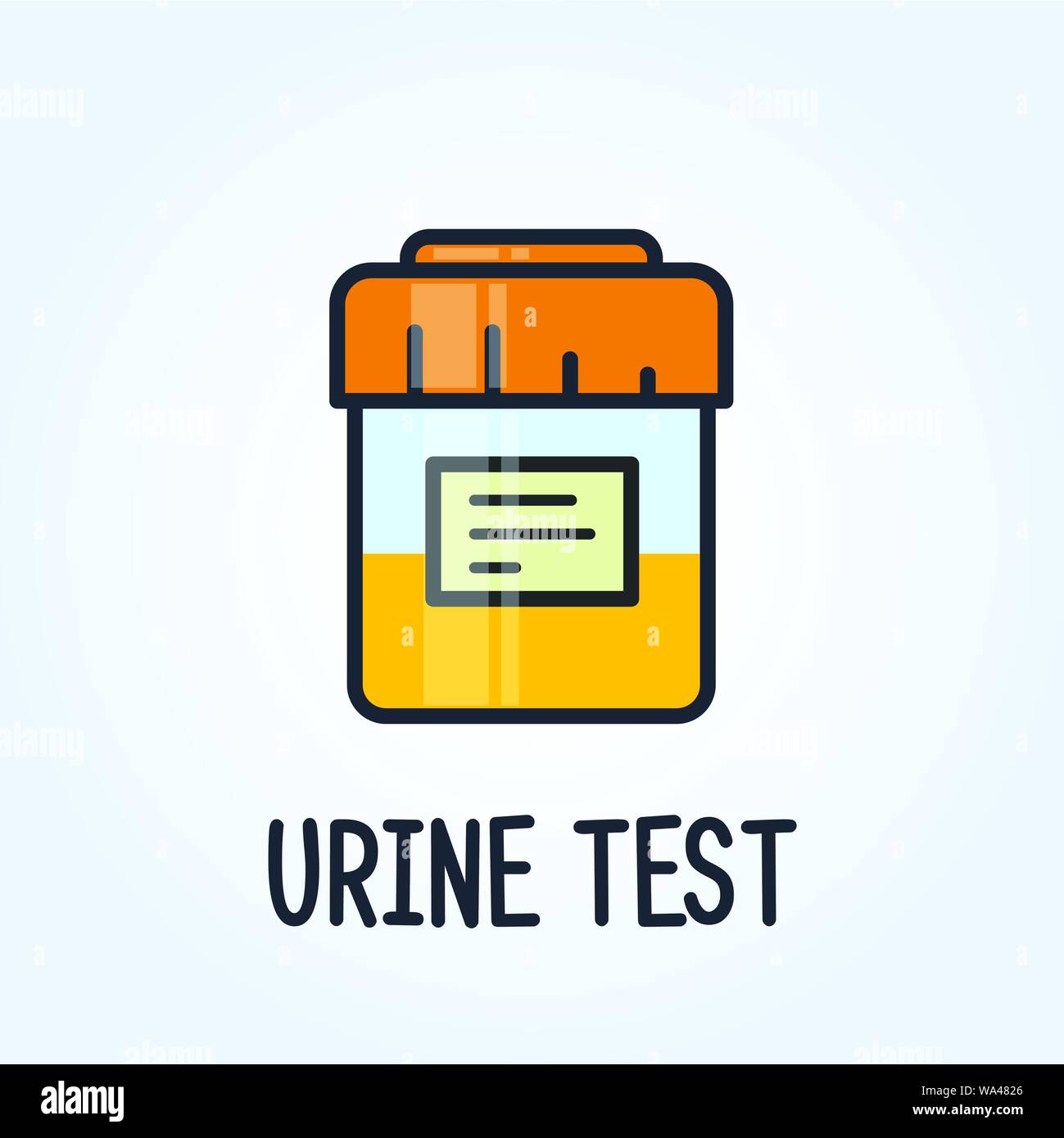 Urine test in a plastic jar icon, urinalysis sampling and diagnosis ...