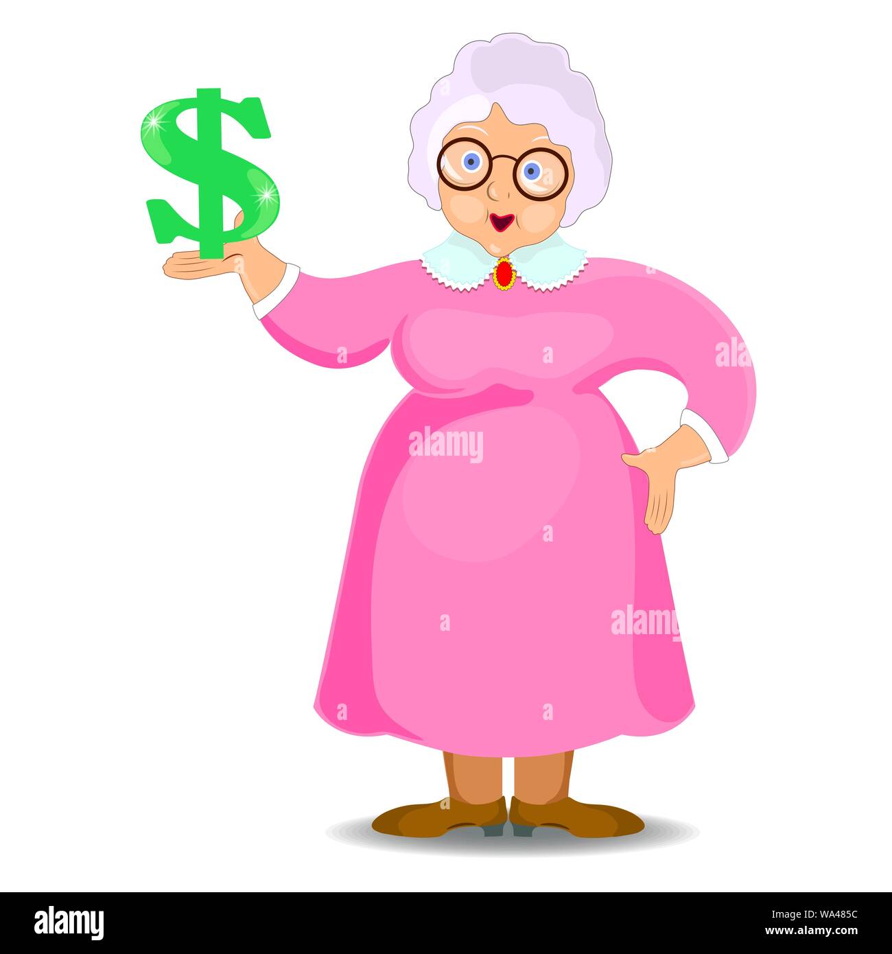 Flat illustration of modern smart business grandmother. Earn money. The ...