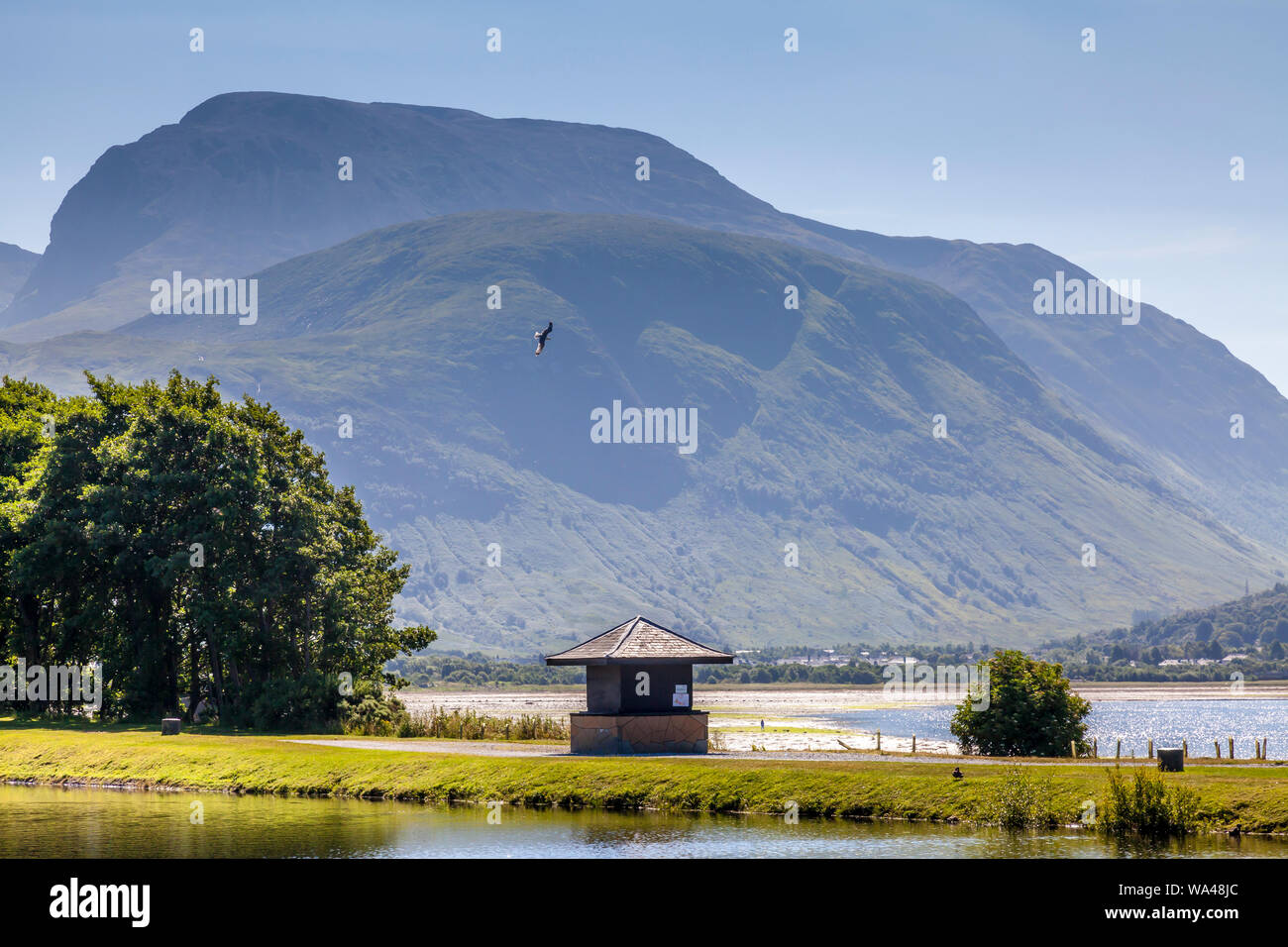 Caledonian Canal at Corpach Sea Lock near Fort William and Loch Linnhe ...