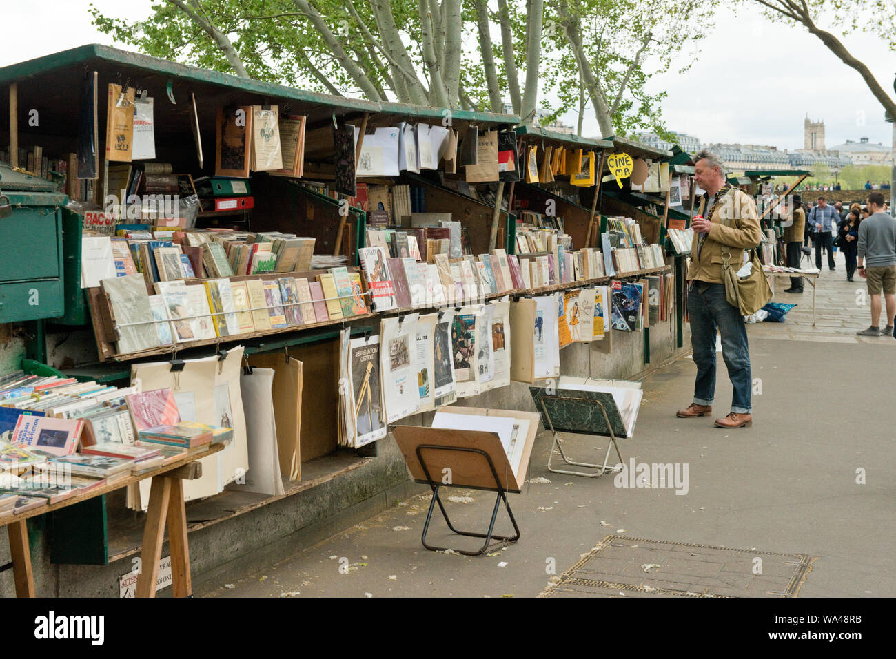 French second-hand book stores along banks of River Seine, Central ...