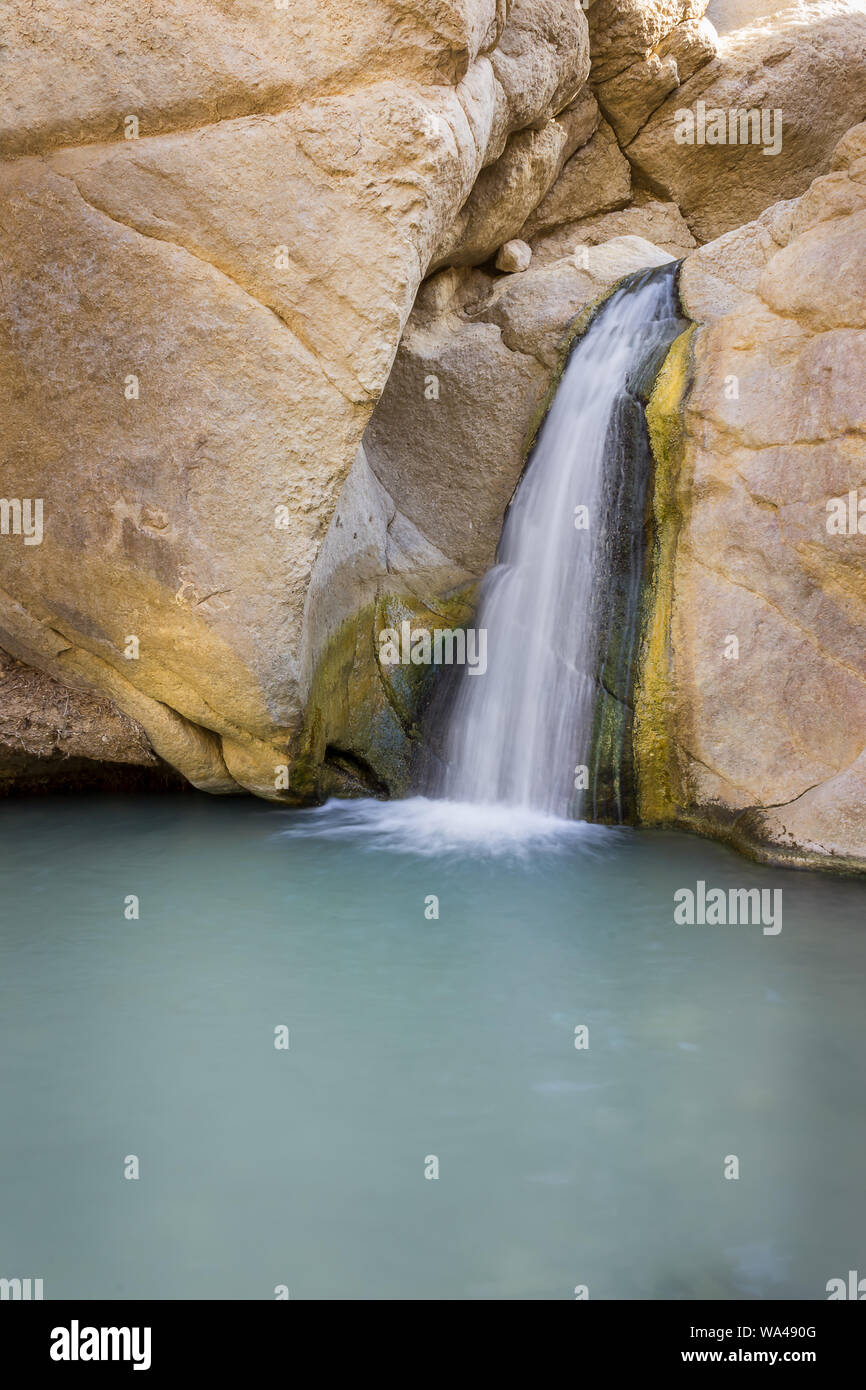 Beautiful, iconic, Sahara desert mountain oasis Chebika waterfall, blue ...