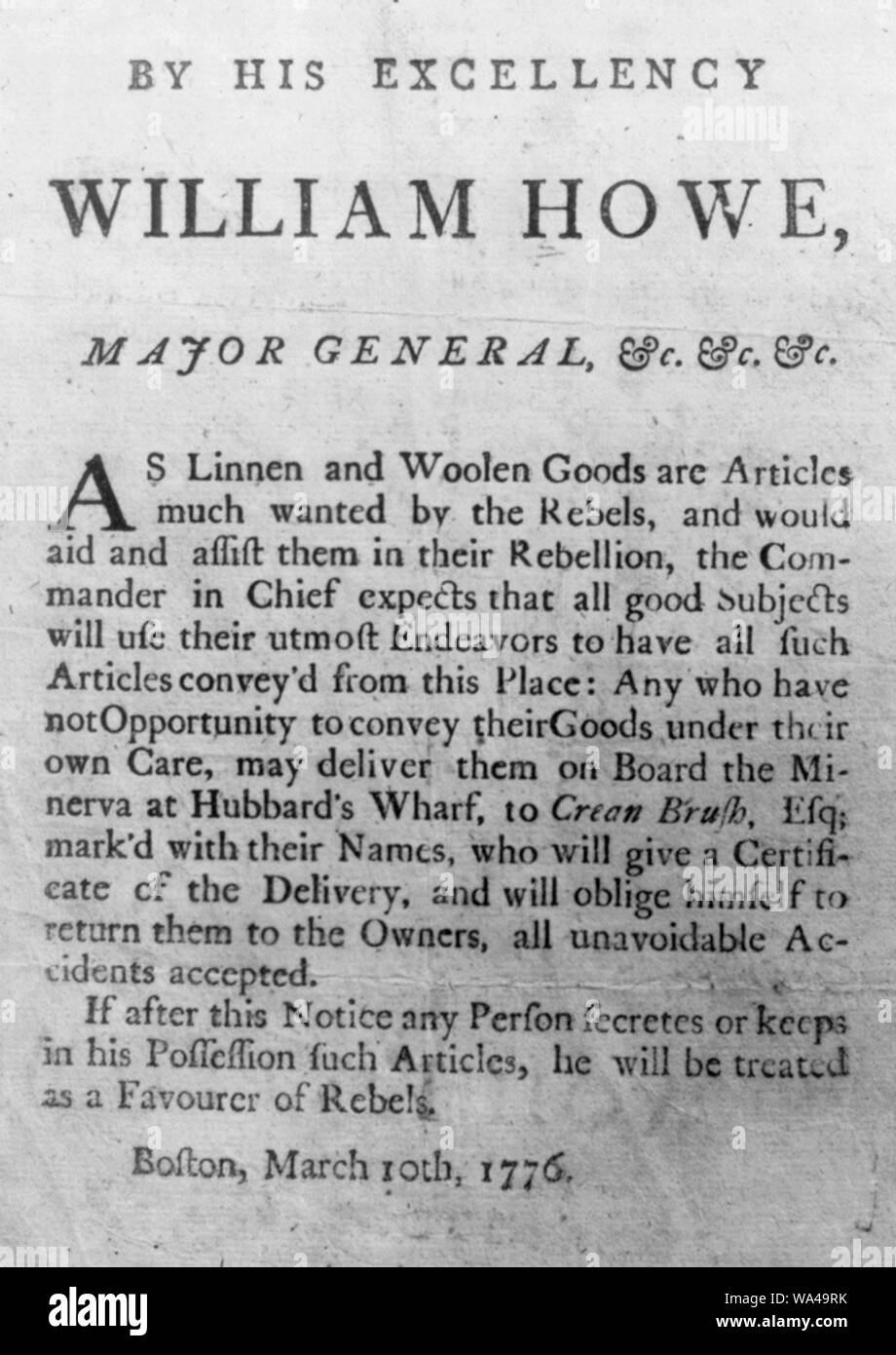 Broadside of Revolutionary War period: [Proclamation by Gen. Howe ...