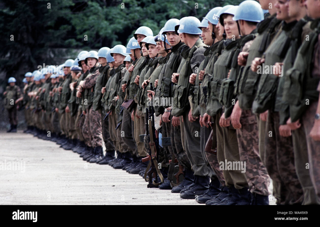 9th May 1993 During the Siege of Sarajevo: Ukrainian soldiers stand in ...