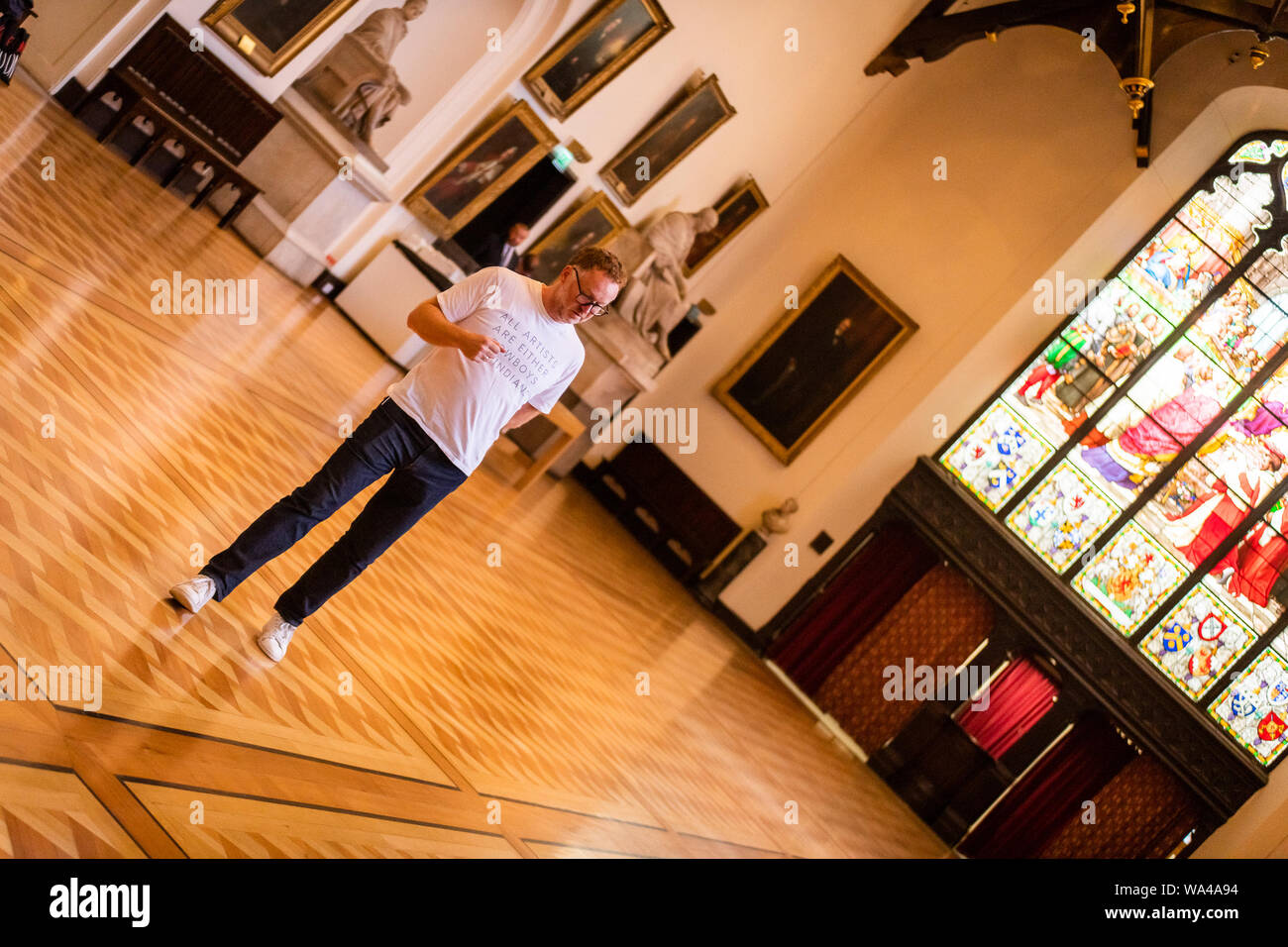 Edinburgh, UK. Sat 17th August 2019. Artist Nathan Coley speaking about ...